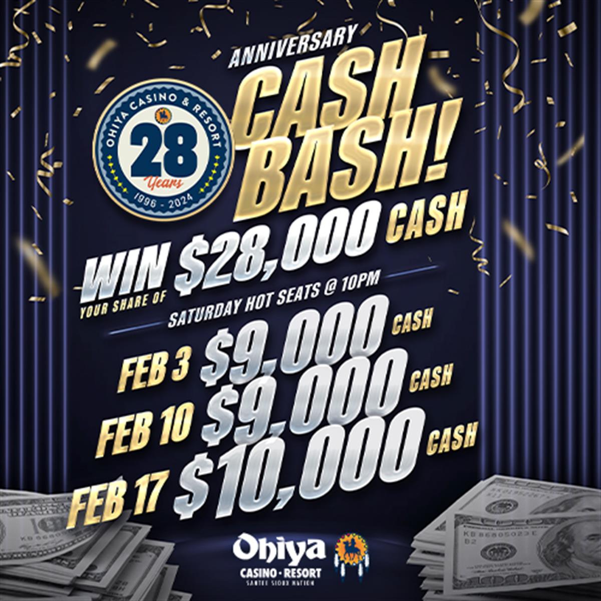 Ohiya Casino & Resort 28th Anniversary CASH BASH Hot Seats - Feb 10, 2024 - Community Events ...