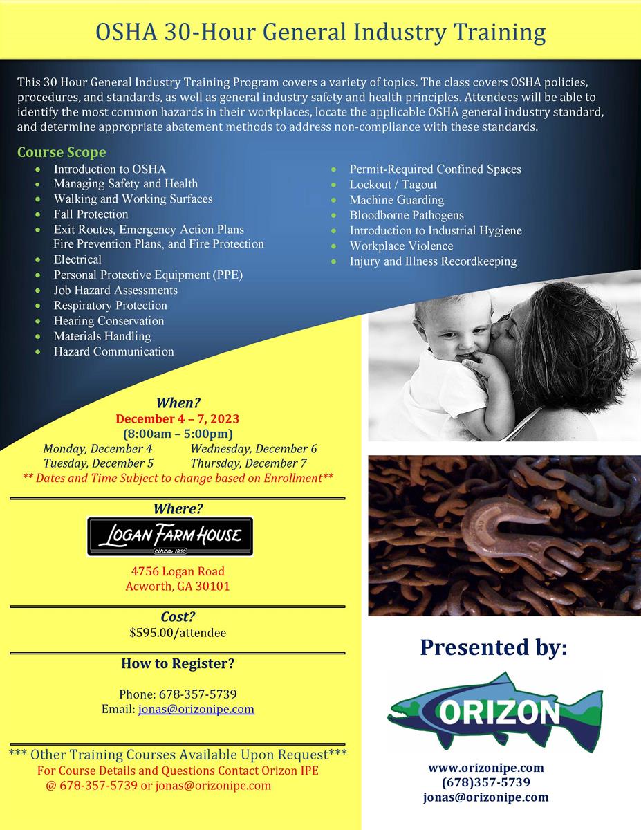 OSHA 30-Hour General Industry Training - News - Cartersville-Bartow ...