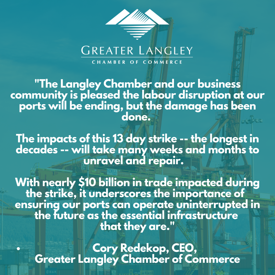 Langley Chamber Statement on Tentative Deal in Port Dispute - Blog