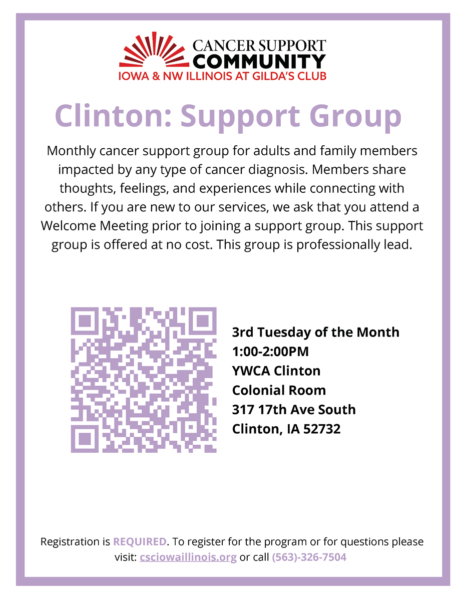 Clinton Cancer Support Group - Nov 18, 2025 - Grow Clinton