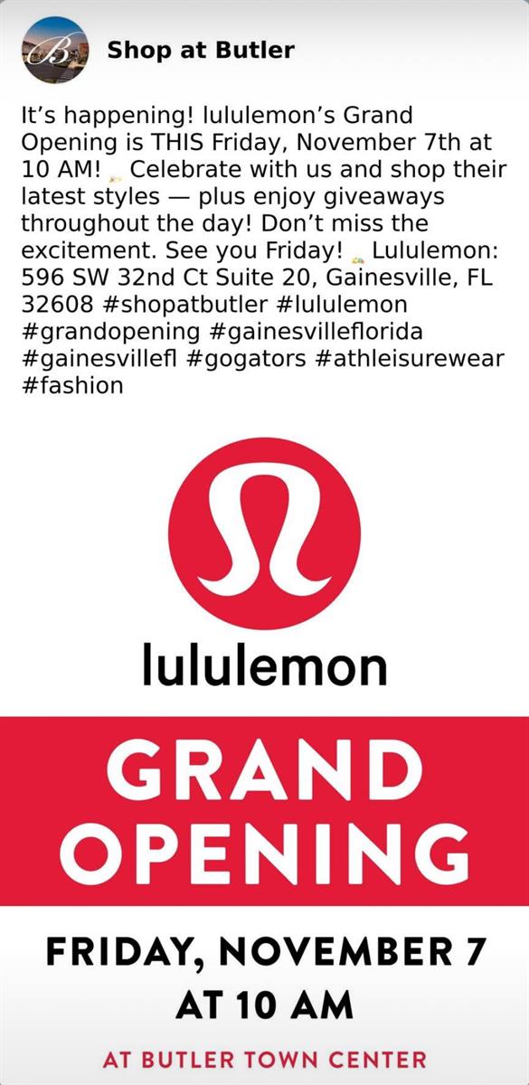 Iconic lululemon Opening at Butler Enterprises - News - – Greater ...