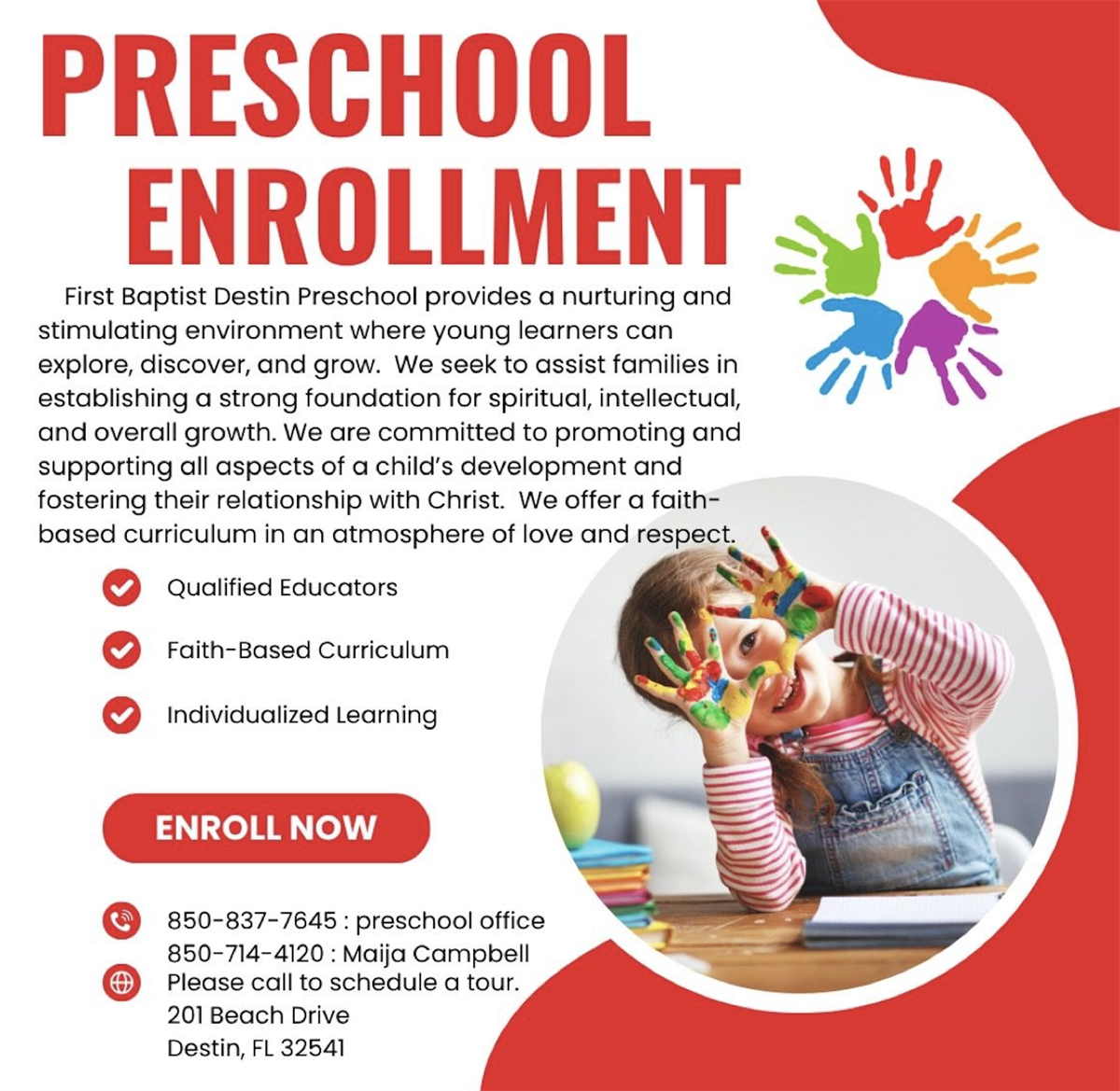 First Baptist Church of Destin 2025-2026 Preschool / Daycare Enrollment ...
