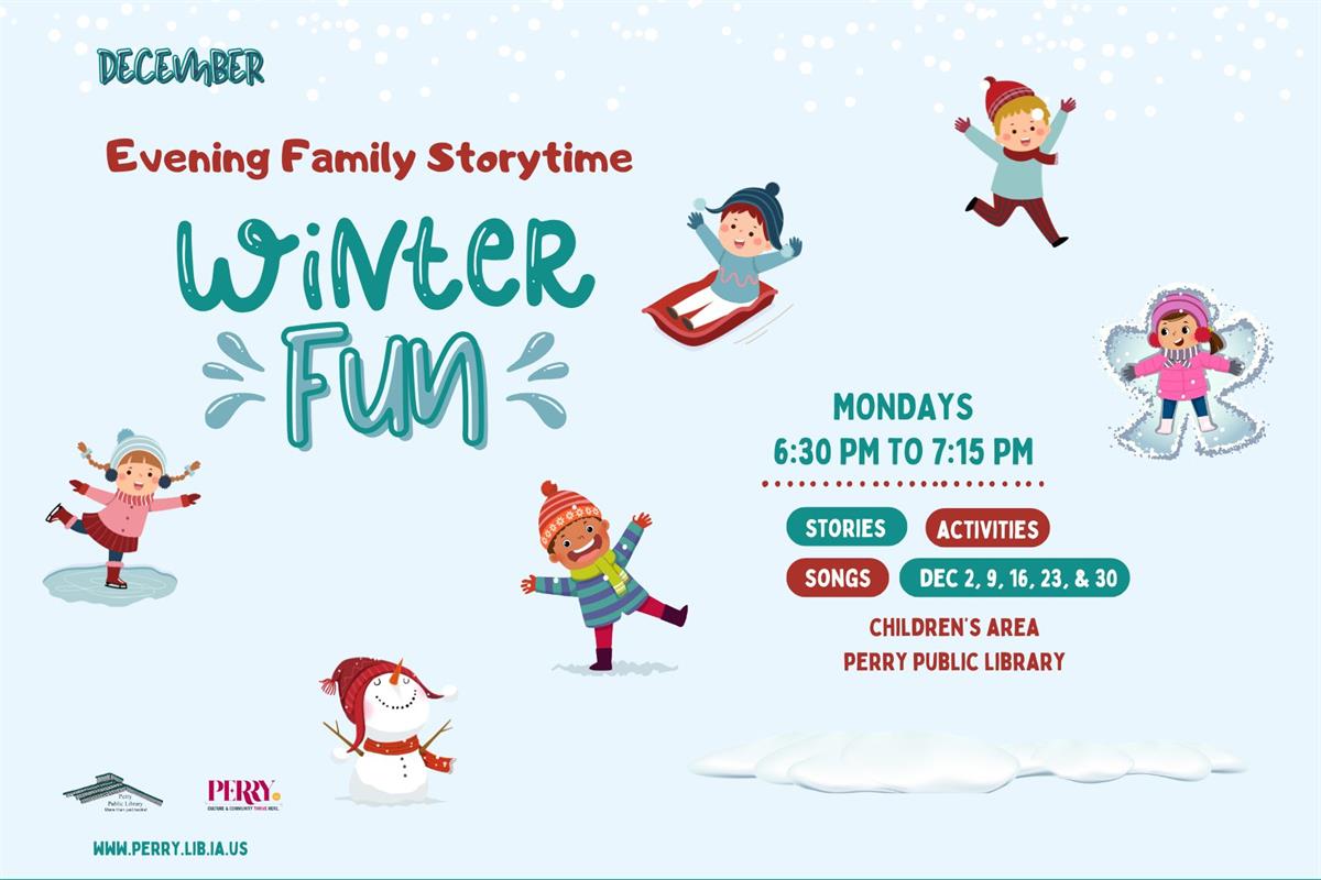 December Evening Family Storytime (Ages Birth to 11): Mondays - Jan 6, 2025