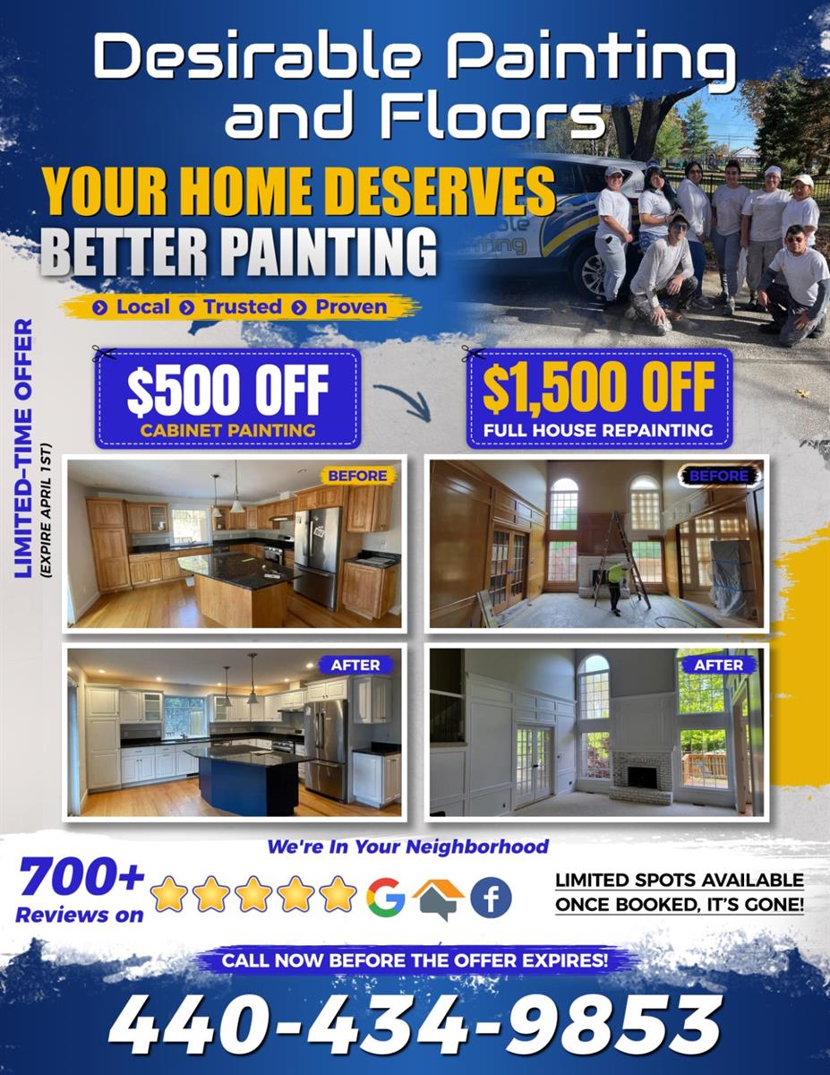 Desirable Painting and Floors - $500 OFF cabinet painting and $1,500 OFF full house repaints ...