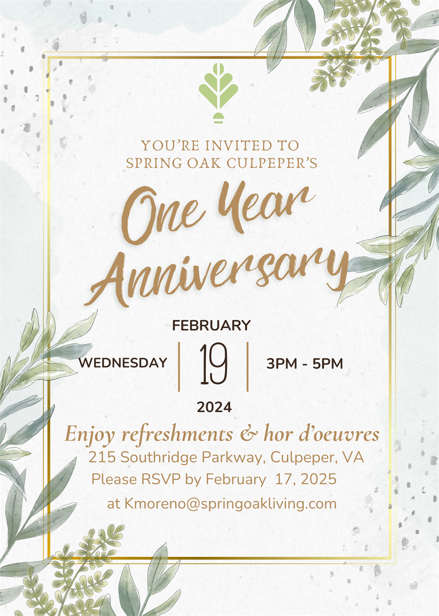 Spring Oak Culpeper One Year Anniversary - Feb 19, 2025 - Culpeper ...
