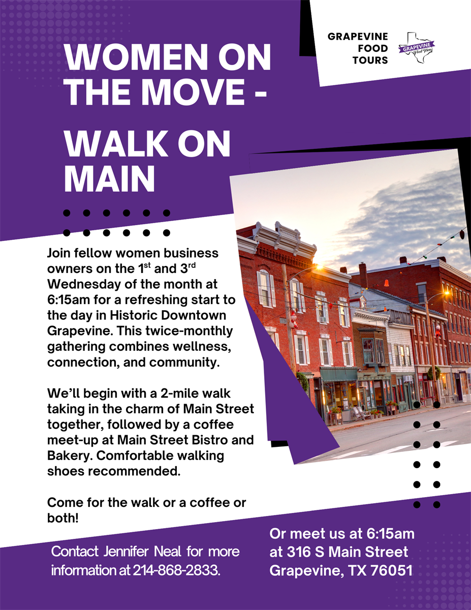 Women on the Move 3rd Wednesday Walk - Nov 19, 2025 - – Grapevine Chamber of Commerce ...