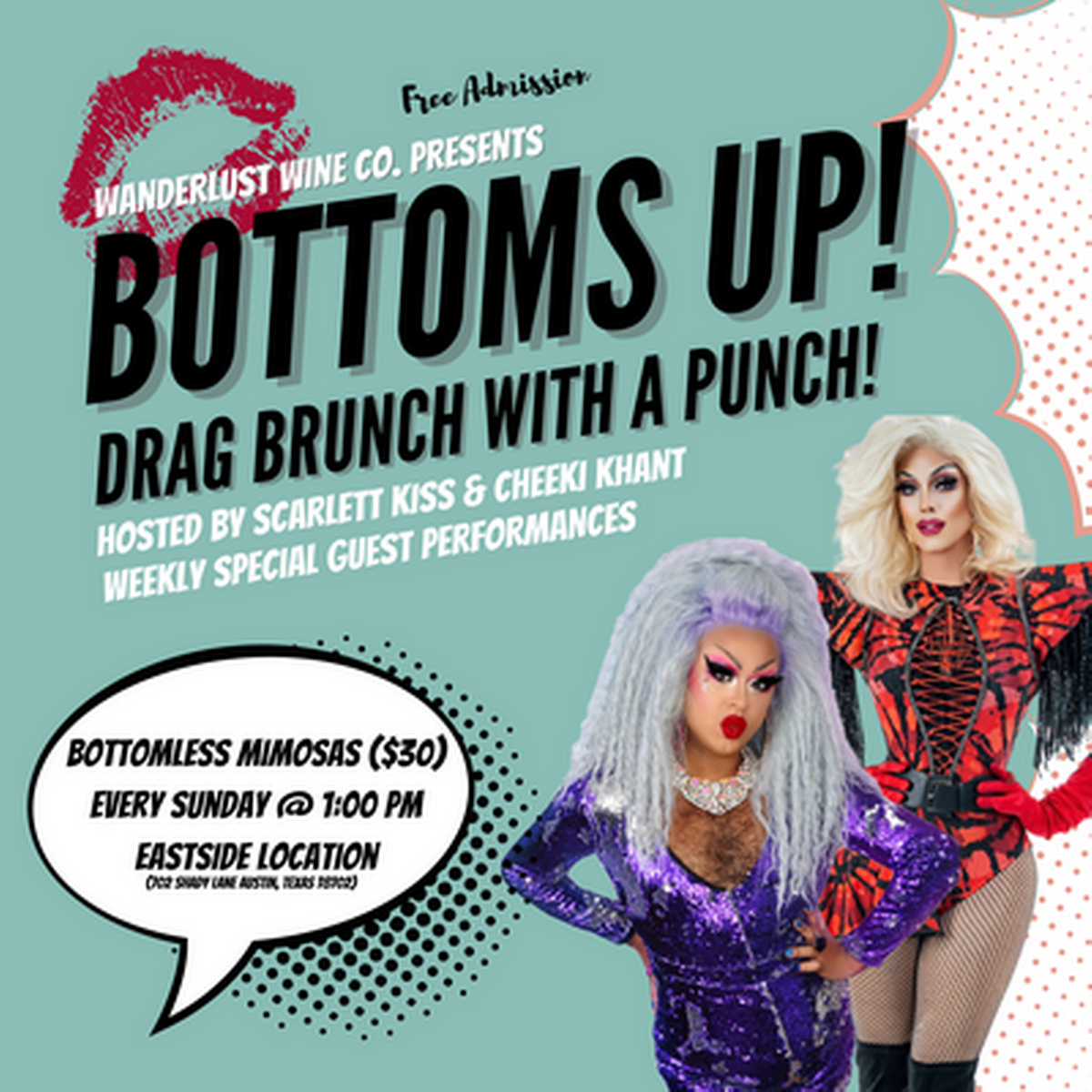 Bottoms Up! Drag Brunch with a Punch! - Mar 1, 2026 - Greater Austin ...