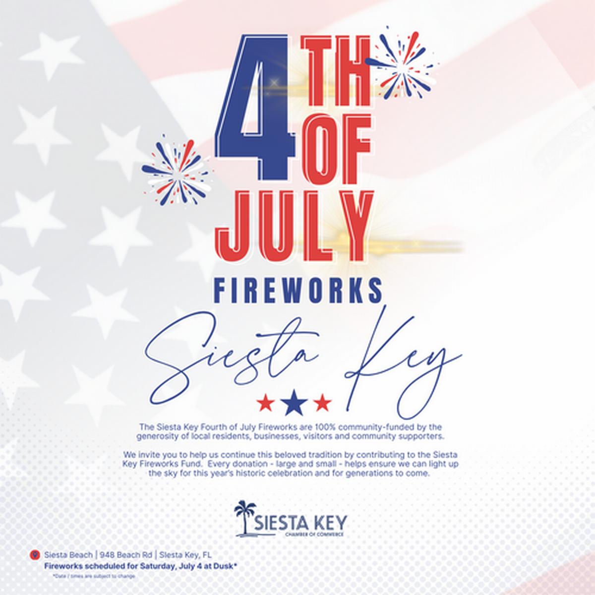 Siesta Key Fourth of July Fireworks - Jul 4, 2026 - Siesta Key Chamber ...