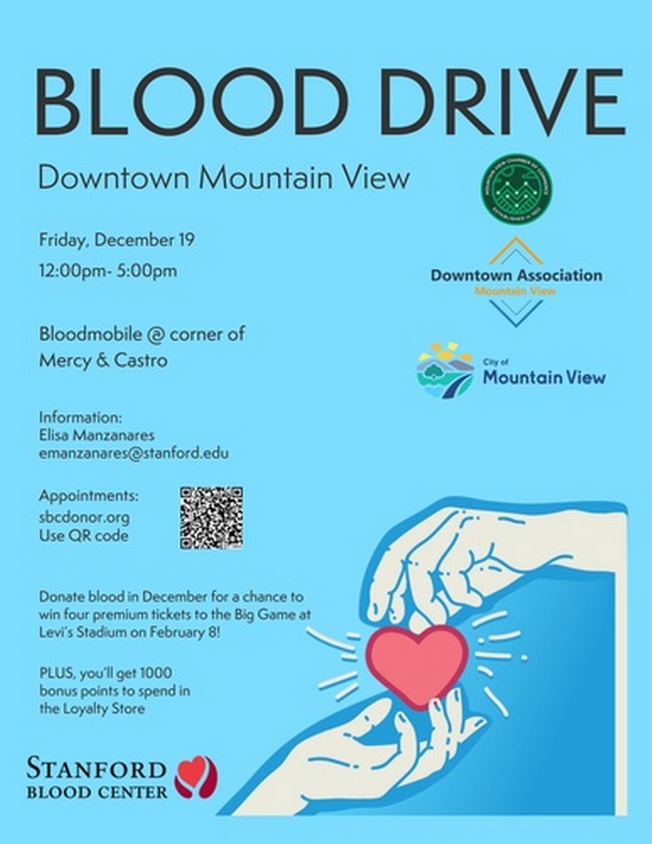 Holiday Blood Drive - Dec 19, 2025 - Mountain View Chamber of Commerce, CA