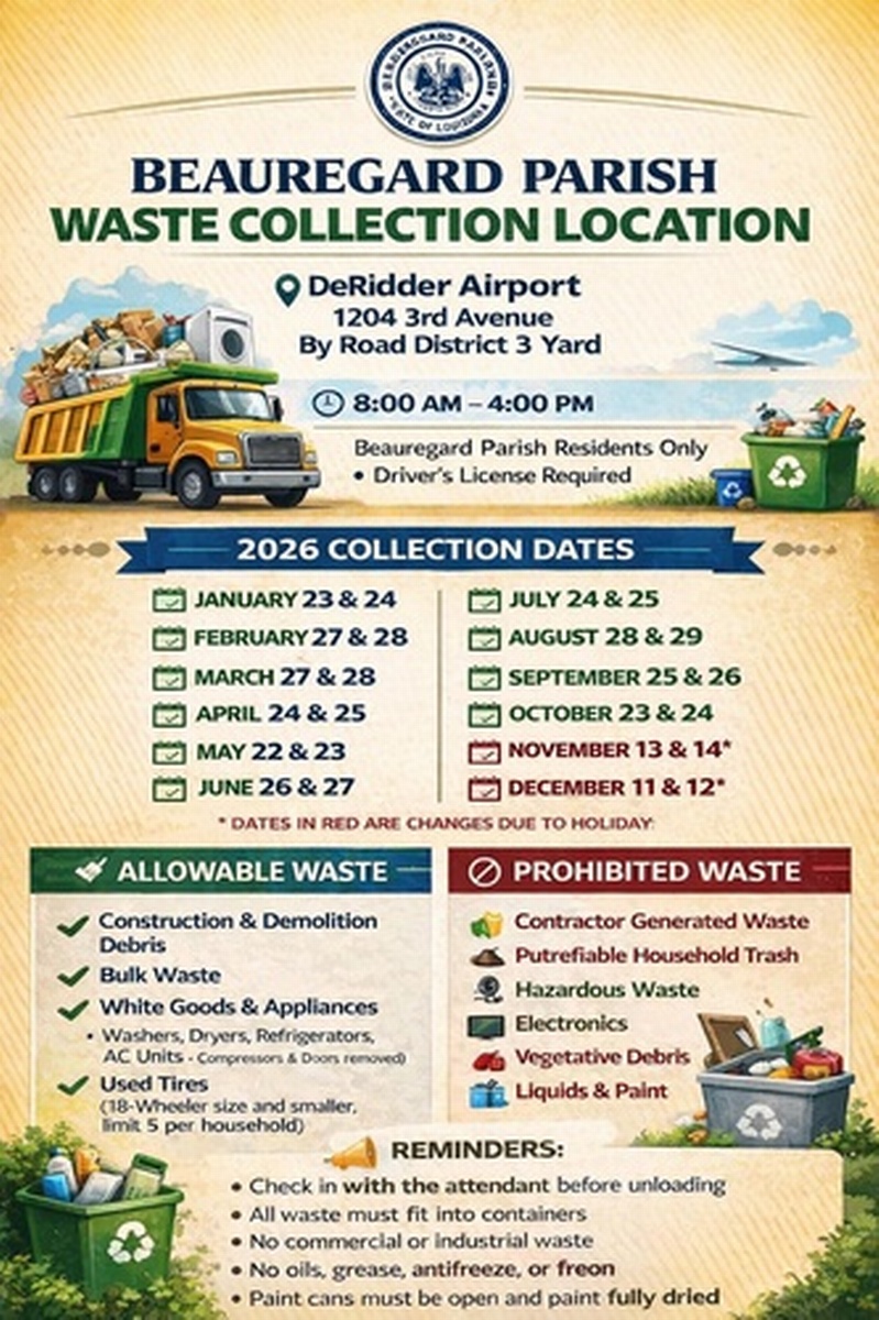 Waste Collection Location by the Beauregard Police Jury - Sep 25, 2026 ...