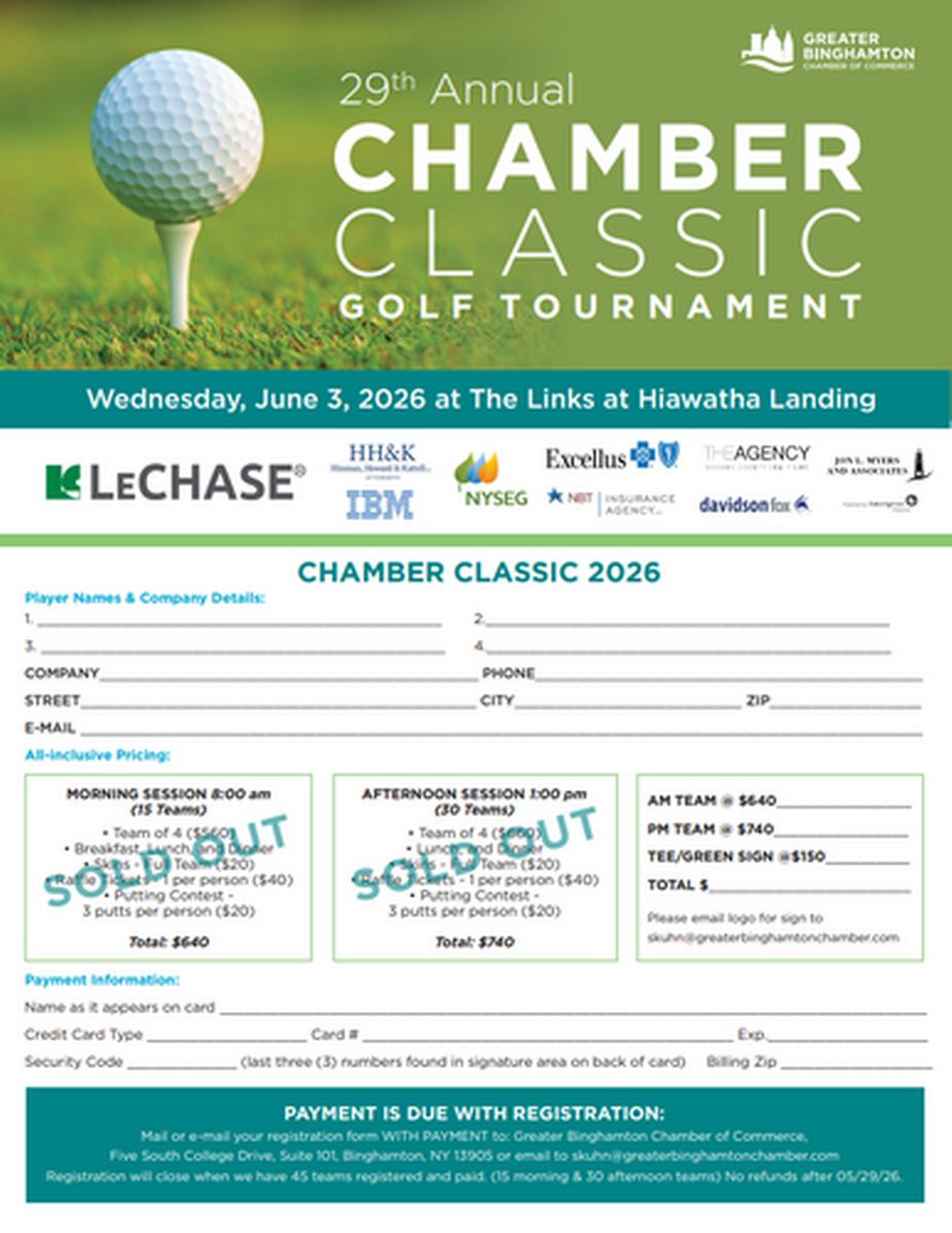 Chamber Classic Golf Tournament 2026 - Jun 3, 2026 - Greater Binghamton ...