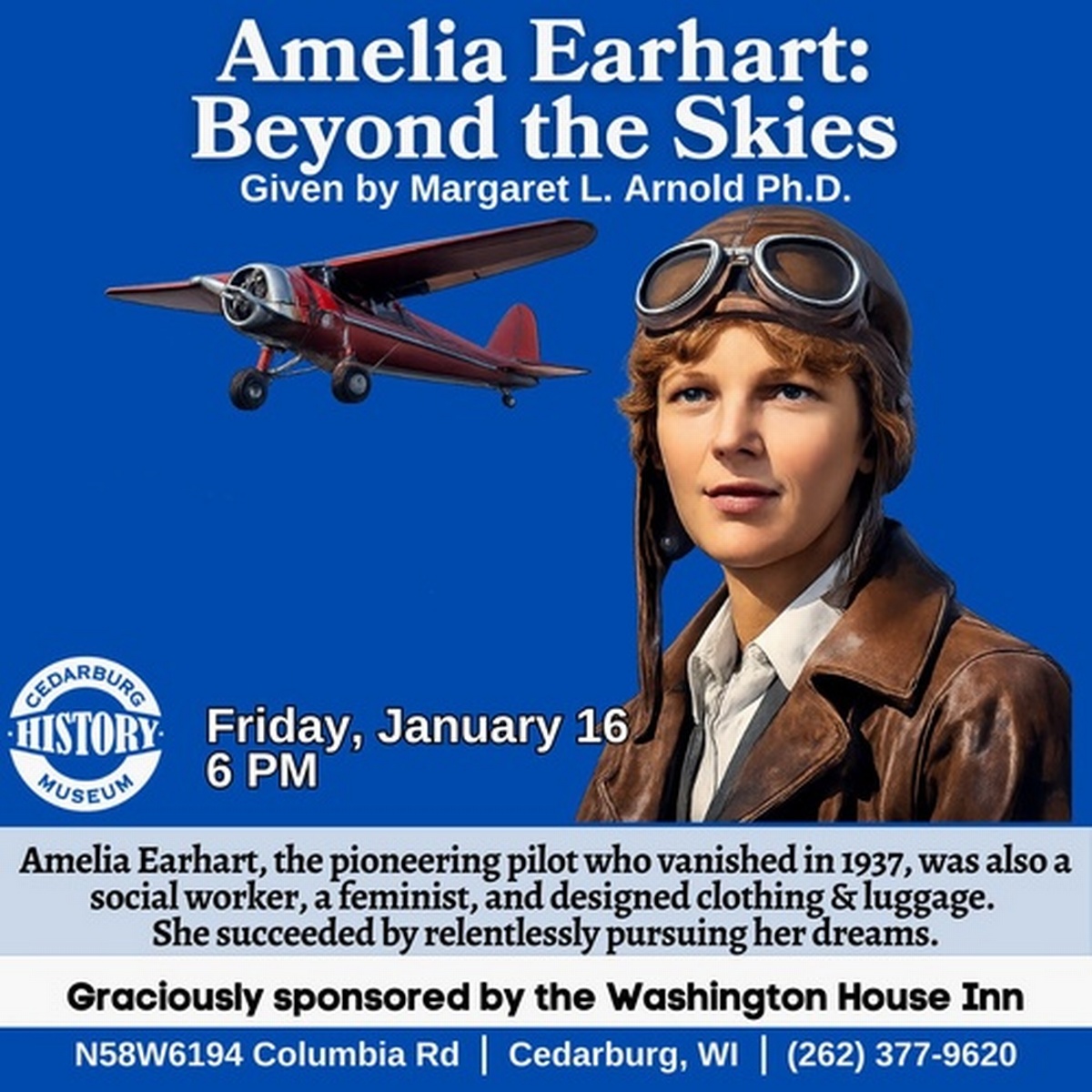 Cedarburg History Museum Lecture - "Amelia Earhart: Beyond the Skies ...