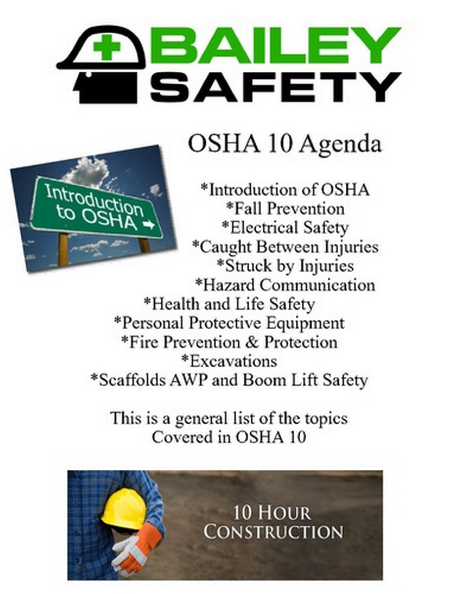 OSHA 10 for Construction - BXKY and Bailey Safety - 2023 - Dec 7, 2023 ...