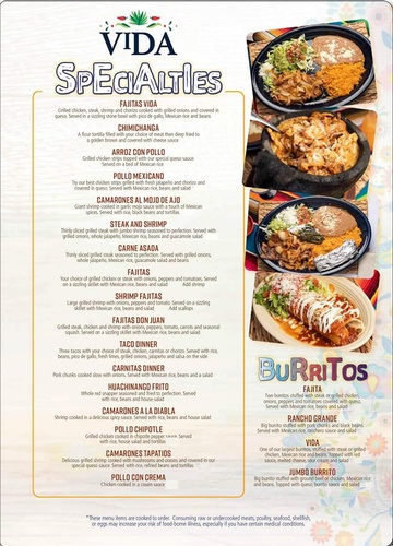 Vida Mexican Restaurant | Bar/Pub | Casual | Family | Mexican - LAKES ...